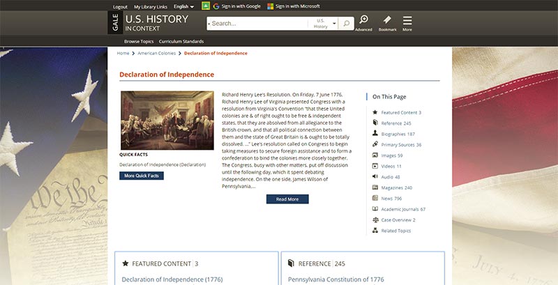 New to the Digital Library: U.S. History and World History in Context ...